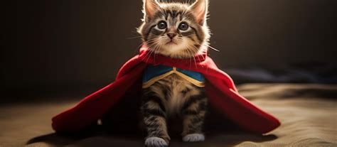 Premium Photo Super Kitten With A Cape Looking Like A Hero Generative Ai