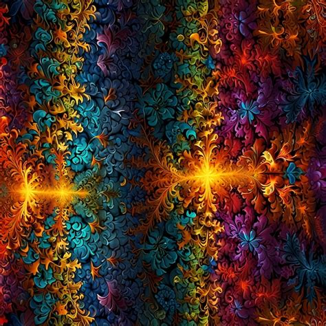 Fractal Explosion Of Bright Colors With Complex Repeating Patterns
