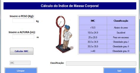 Aplicações Informáticas Cálculo do Índice de Massa Corporal IMC VisualBasic