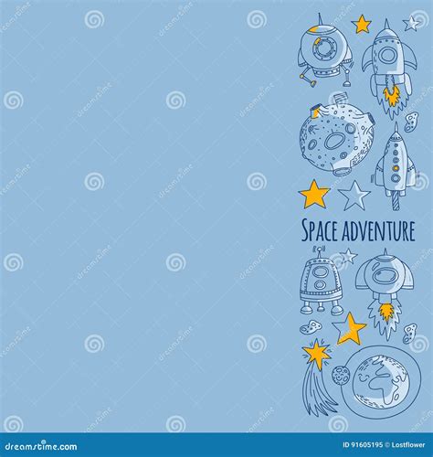 Lespace Satellite Lune étoiles Vaisseau Spatial Icônes Et Modèles