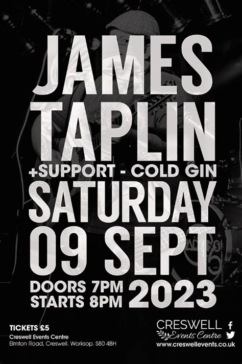 James Taplin And Cold Gin At Creswell Events Centre Event Tickets From Ticketsource
