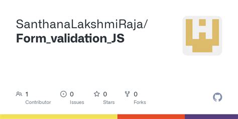 Github Santhanalakshmirajaformvalidationjs
