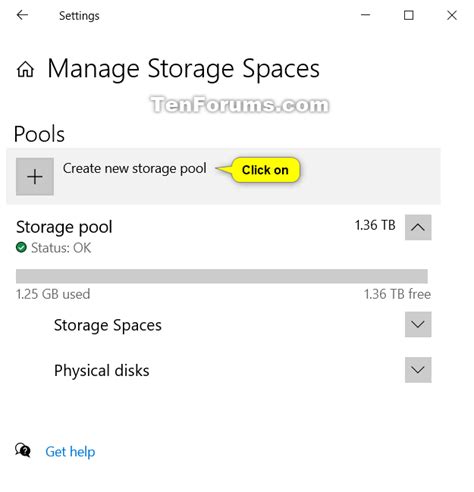 Create A New Pool And Storage Space In Windows 10 Tutorials