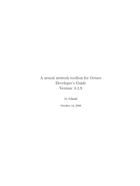 Neural Network Package For Octave Developers Guide Pdf Matrix