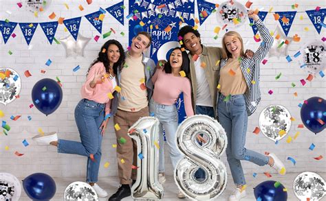 18 Geburtstag Deko Blau und Silber 18 Geburtstag Junge Mädchen 18