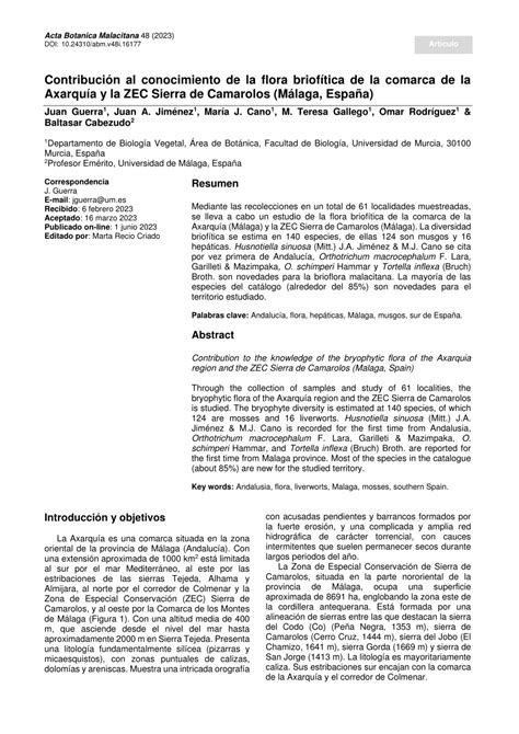 PDF Artículo Contribución al conocimiento de la flora briofítica de la comarca de la Axarquía