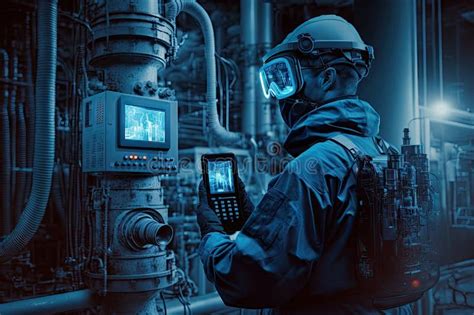 Engineer Technician Worker Wearing Safety Ppe Uniform That Reading And Recording Data From