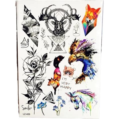 Tatouages Temporaires Aquarelle Bleu Tatouage Temporaire Autocollant