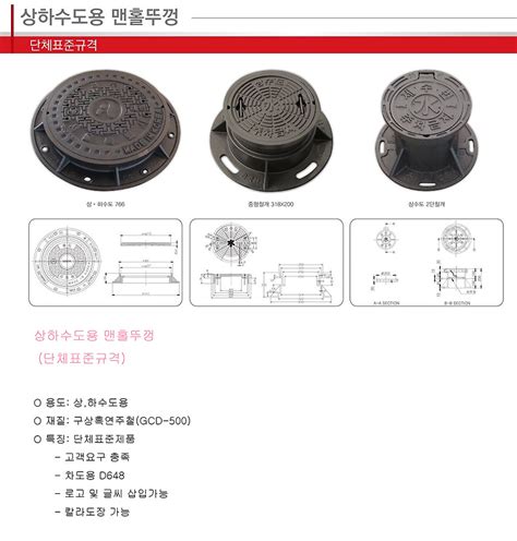 상하수도주철맨홀 종류 규격 및 용도 친환경건축토목자재 주문생산 납품문의 시공사례