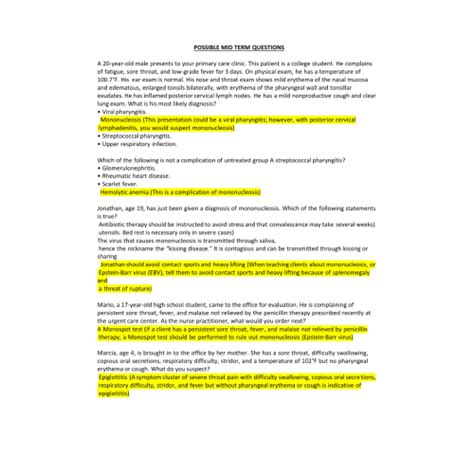 Nr 511 Week 4 Midterm Exam Possible Questions Course Resources