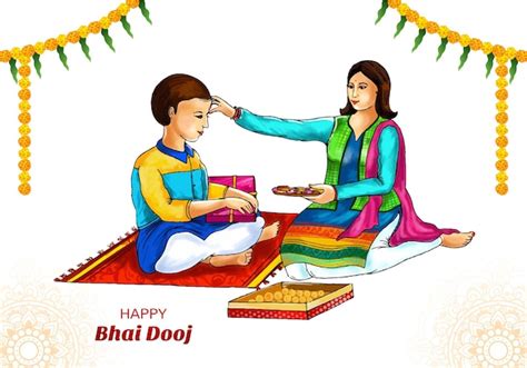 Fröhlicher Bhai Dooj Indischer Festival Bruder Und