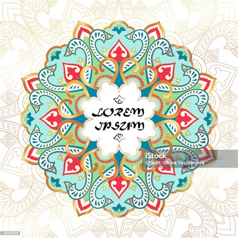 아랍어 꽃 프레임입니다 전통적인 이슬람 디자인 인도 원형 만다라 모스크 장식 요소입니다 설계용 템플릿입니다 벡터 추상 배경 벽지 포스터 배너 0명에 대한 스톡 벡터 아트 및