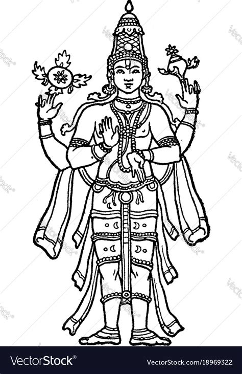 Vishnu Vintage Royalty Free Vector Image Vectorstock