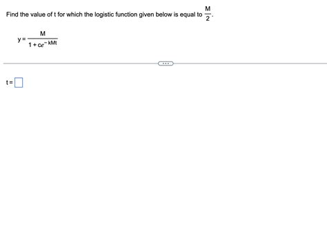 Solved Find The Value Of T For Which The Logistic Function Chegg