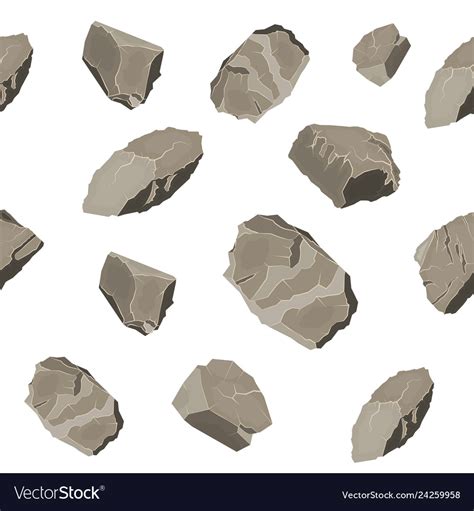 Set Of Rock Stone Seamless Pattern Royalty Free Vector Image