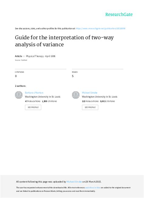 Pdf Guide For The Interpretation Of Two Way Analysis Of Variance