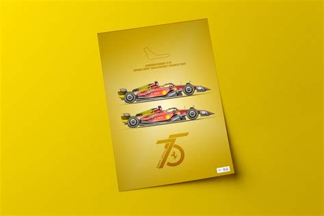 Ferrari F1 75 Giallo Modena 75 Years Leclerc And Sainz Poster A2