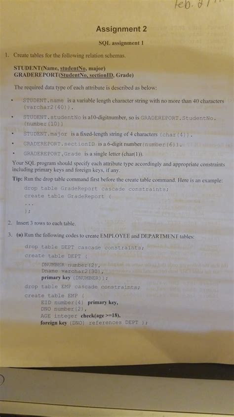 Solved Assignment 2 Sol Assignment I 1 Create Tables For