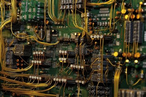 Close Up Of Intricate Circuit Board Connections And Wires Stock Illustration Illustration Of