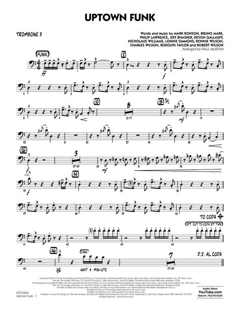 Mark Ronson Uptown Funk Feat Bruno Mars Arr Paul Murtha Trombone 3