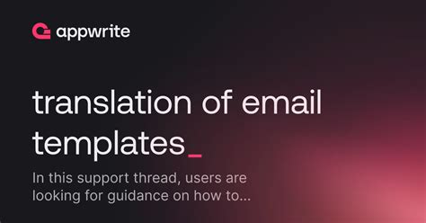 Translation Of Email Templates Threads Appwrite