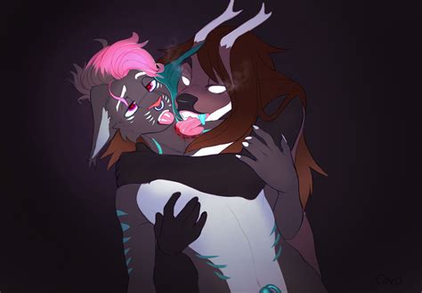 Rule 34 Anthro Antlers Bite Bite Mark Duo Facial Piercing Fangs Felid
