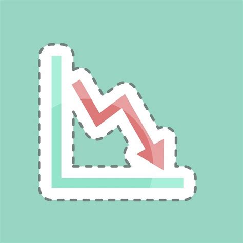 Declining Line Graph Sticker In Trendy Line Cut Isolated On Blue Background 5536824 Vector Art