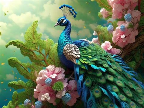 Various Colour Vector Peacock Premium Ai Generated Image
