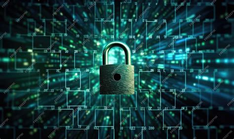 Cyber Security Concept Lock Symbol From Lines And Triangles Point Connecting Network On Blue