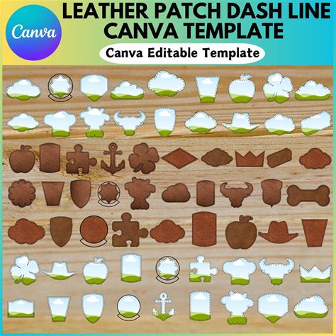 Leather Patch Canva Editable Template Custom Leather Patch Leather Patch Svg Png Laser Ready