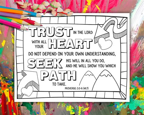 Proverbs 35 6 Trust In The Lord Set Of 5 Printable Colouring Pages For