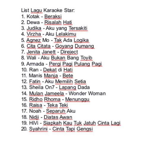 Anti Jones Ttv On Twitter Dan Ini List Lagu Kita Utk Karaoke Besok