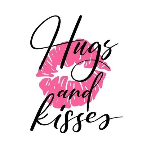 Premium Vector Hugs And Kisses Lettering Quote Mark Kiss Silhouette
