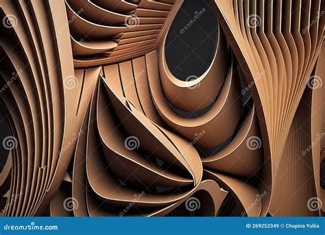 Abstract Of Wooden Pattern Twisted Shape Architecture Facade Details Generation Ai Stock