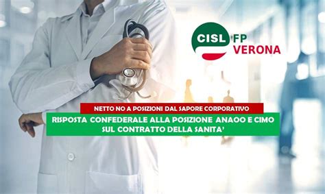 Cisl Fp Verona Sanità Ci Sorprende La Posizione Corporativa Di Anaao
