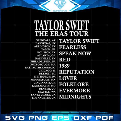 Taylor Swift The Eras Schedule Tour Svg Graphic Designs Files