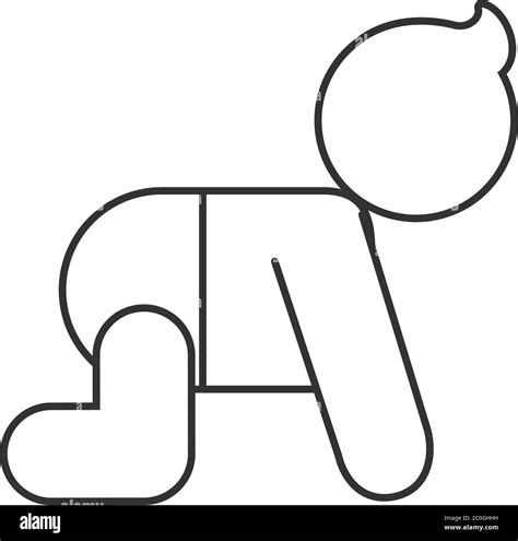 Pictogram Baby Crawling Icon Over White Background Line Style Vector