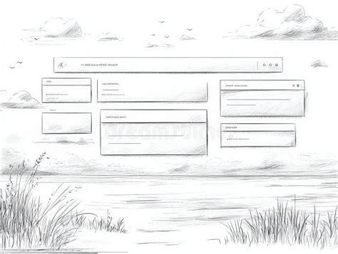 Website Sketch An Artistic Representation Of A Website Layout Showcasing Design Elements