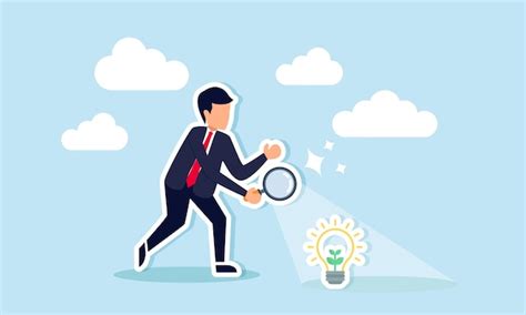 Premium Vector A Businessman Tries To Illuminate A Plant Inside A Lamp Using The Reflection