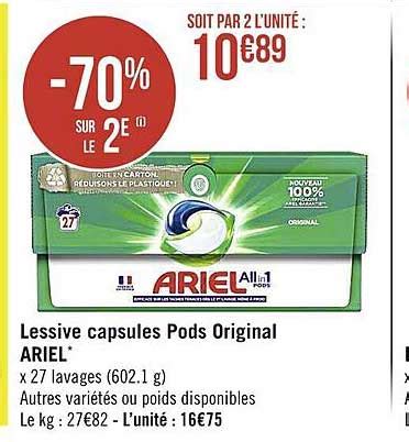 Promo Lessive Capsules Pods Original Ariel chez Supermarchés