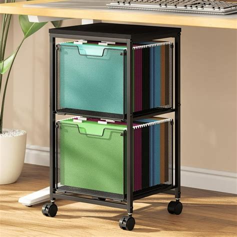 Rolling File Cart With 2 Storage Drawers Under Desk Storage Hanging File Folder Organizer With