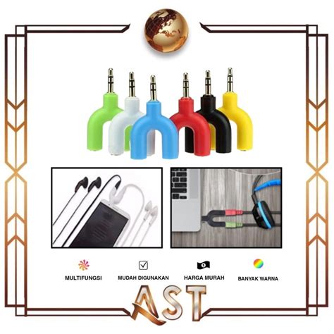 Jual Splitter U Sambungan Headset Spliter U Audio Mic Music Shopee