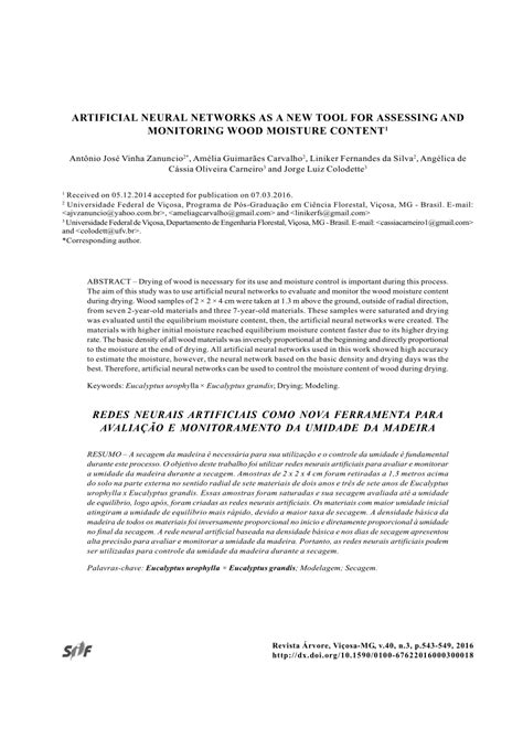 Pdf Artificial Neural Networks As A New Tool For Assessing And