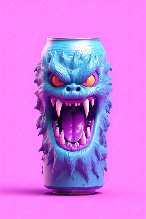 Premium Photo Cute Image Of The Monster Drink With Monster Eyes And Teeth