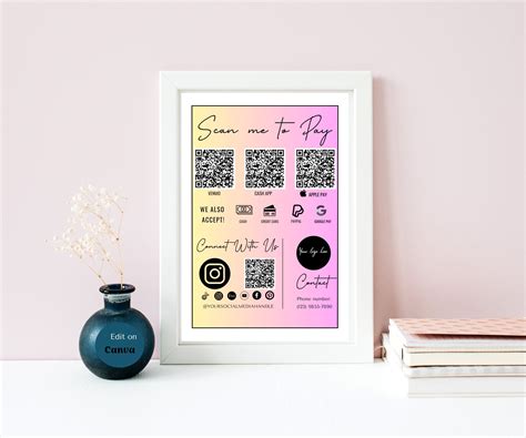 Editable QR Code Sign Qr Code Sign For Small Business Canva Template