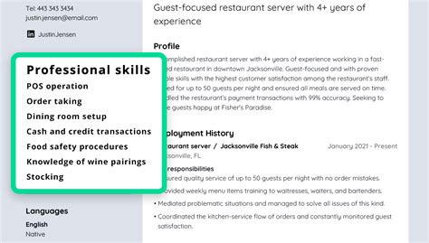 Server Skills For Resume 17 Server Resume Examples For