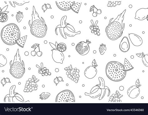 Hand Drawn Fruits Seamless Pattern Royalty Free Vector Image