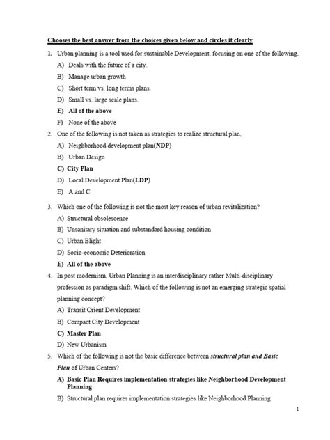Urban Planning Bsc Program Model Exit Examiniation Pdf Urban