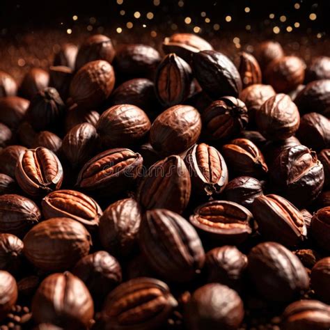 Cocoa Natural Raw Roasted Cacao Seeds For Preparation Of Chocolate Stock Illustration