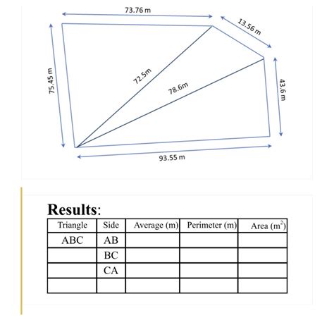 Results Table Triangle Side Average M Perimeter Chegg